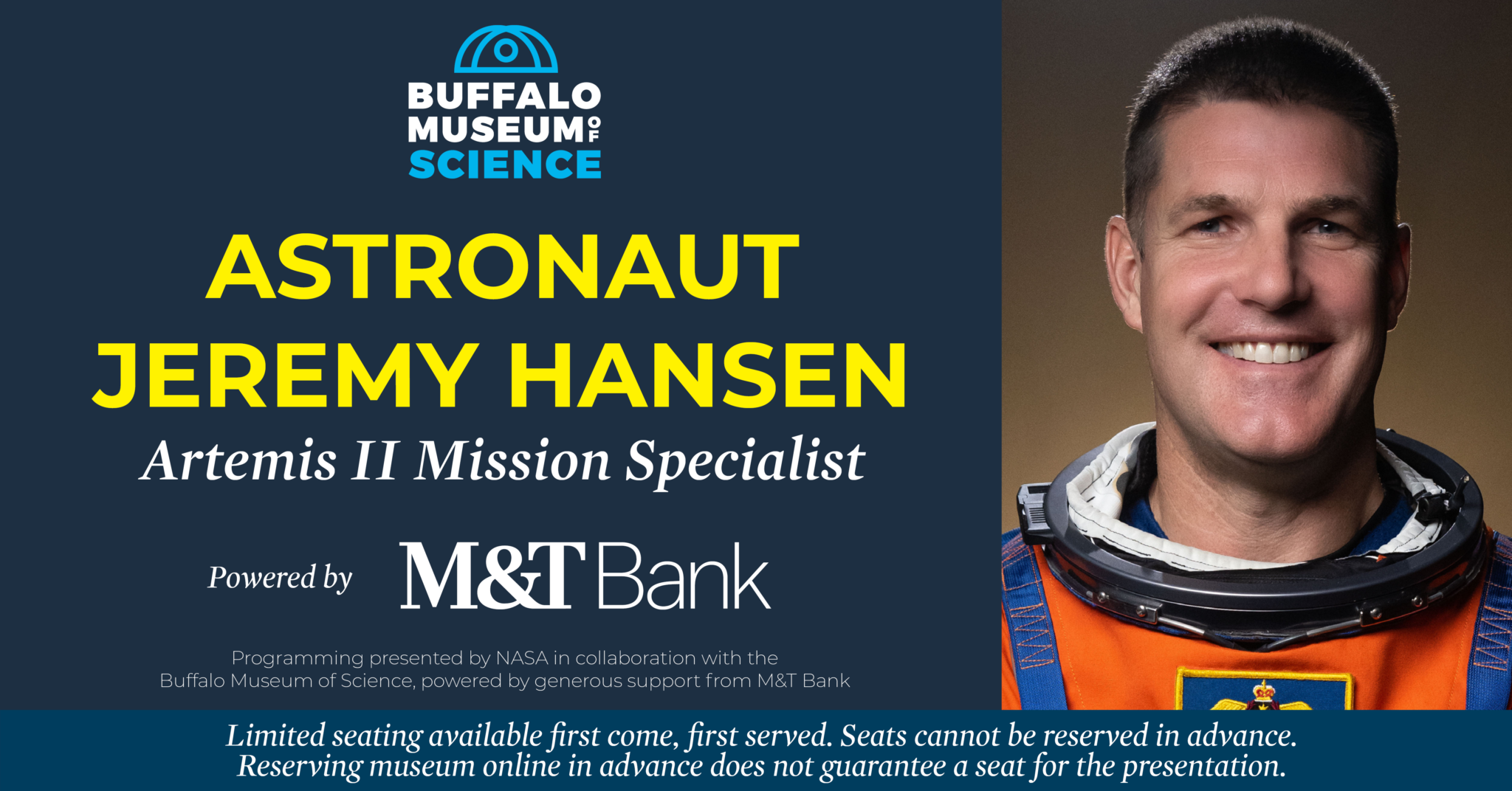 Astronaut Jeremy Hansen (doors open early) - Buffalo Museum of Science Astronaut Jeremy Hansen (doors open early) - Buffalo Museum of Science